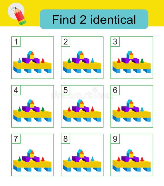 Fun Puzzle Game. Need To Find Two Identical Pyramids Stock Vector ...