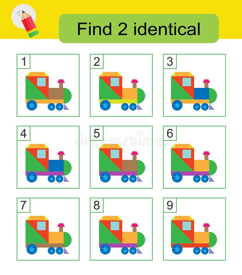 Fun Puzzle Game. Need To Find Two Identical Trains Stock Vector ...