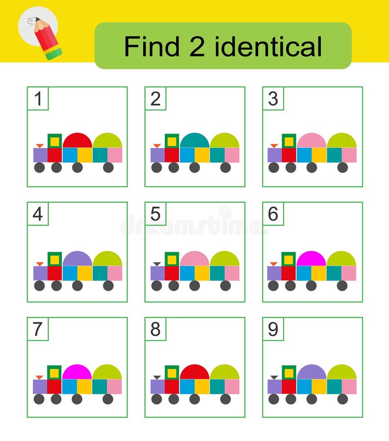 Fun Puzzle Game. Need To Find Two Identical Trains Stock Vector ...