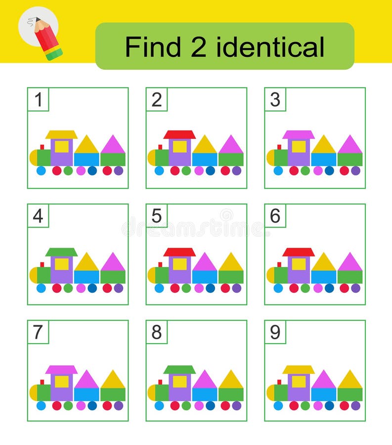 Fun Puzzle Game. Need To Find Two Identical Trains Stock Illustration ...