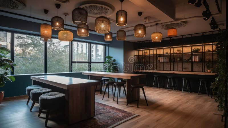 A Fun and Quirky Collaboration Space with Unique Lighting and a Variety ...