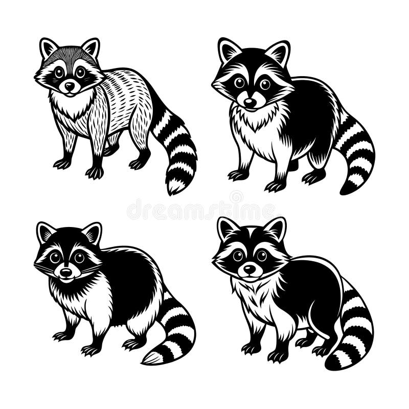 Fun Raccoon Linocut Arts Activity Stock Vector - Illustration of ...