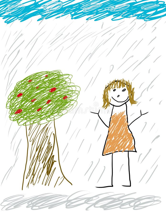 Fun in the rain stock illustration. Illustration of happy - 42994896