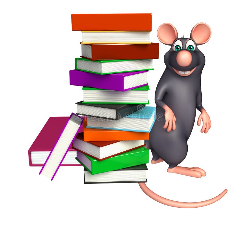 Fun Rat Cartoon Character with Books Stock Illustration - Illustration ...