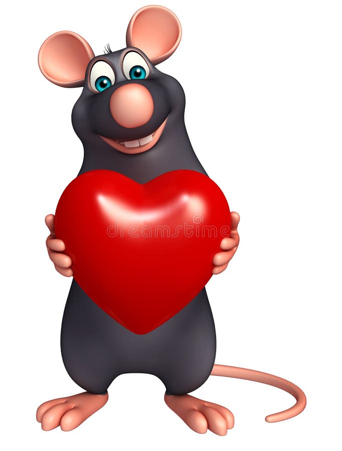 Fun Rat Cartoon Character with Heart Stock Illustration - Illustration ...