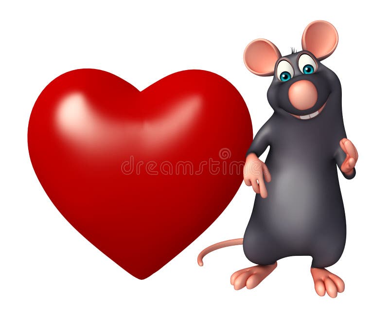 Fun Rat Cartoon Character with Heart Stock Illustration - Illustration ...