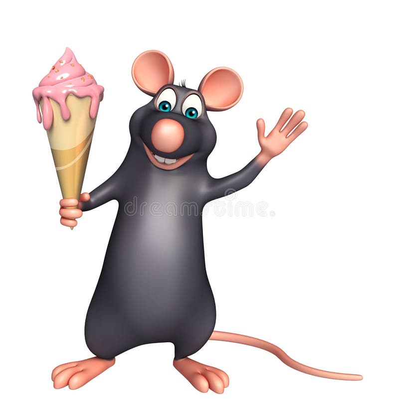 Fun Rat Cartoon Character with Ice-cream Stock Illustration ...