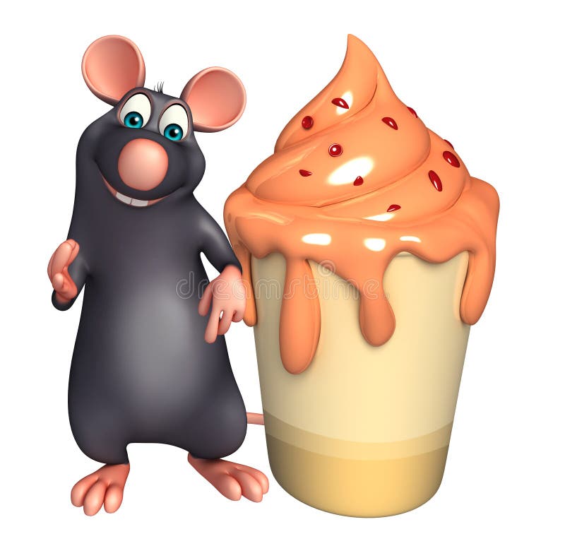 Fun Rat Cartoon Character with Ice-cream Stock Illustration ...