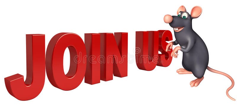 Fun Rat Cartoon Character with Join Us Sign Stock Illustration ...