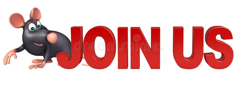 Fun Rat Cartoon Character with Join Us Sign Stock Illustration ...
