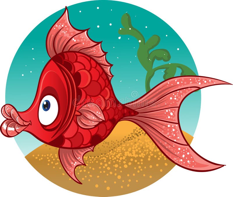 Fun red fish stock illustration. Illustration of cartoon - 12054452
