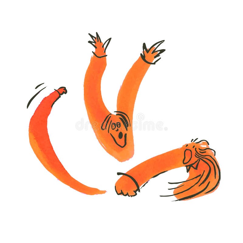 Fun Red Painted Handrawn Expressive Characters Fighting Stock ...