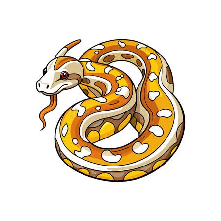 Fun Reticulated Python Coloring Illustration for Kids Stock ...