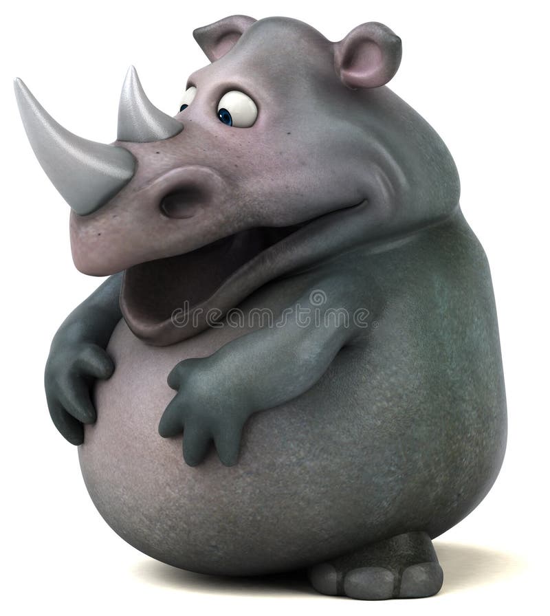 Fun Rhinoceros - 3D Illustration Stock Illustration - Illustration of ...