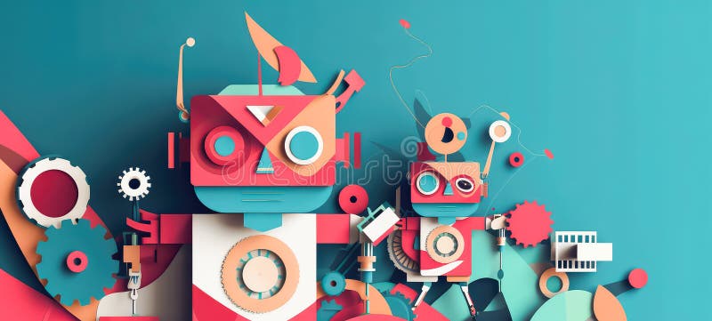 Robot Banner stock vector. Illustration of machine, advertisement - 4455383