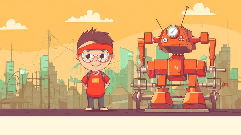 Robot Banner stock vector. Illustration of machine, advertisement - 4455383