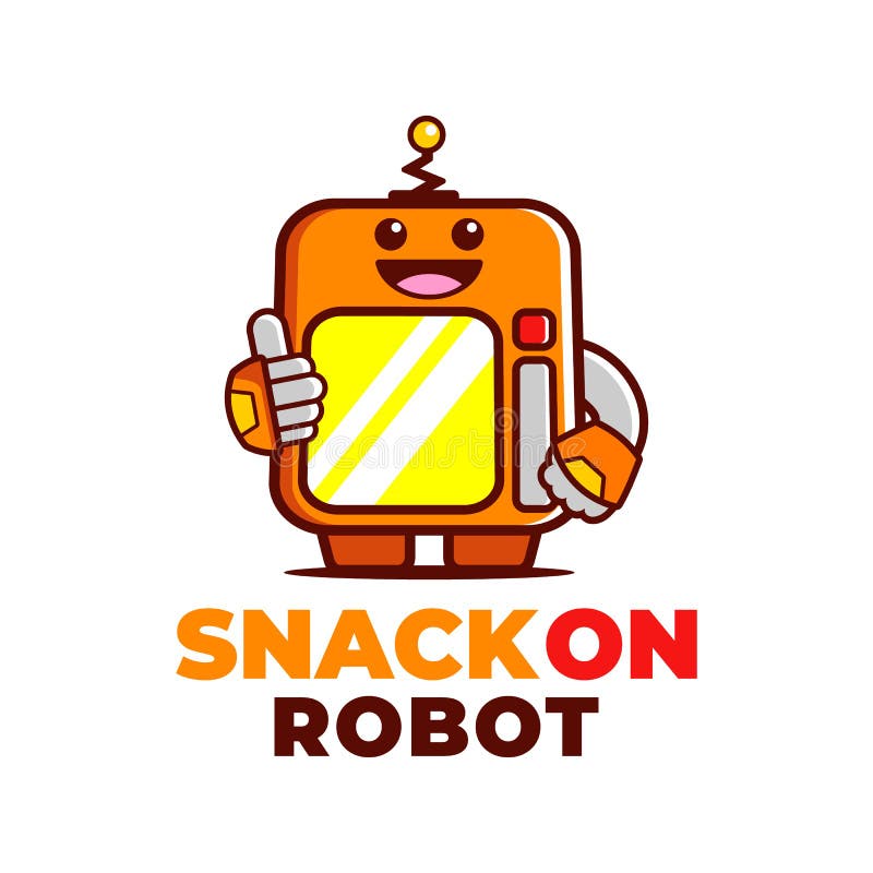 Fun Robot Machine Mascot Logo Design Stock Vector - Illustration of ...