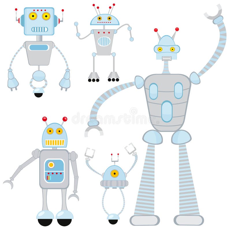 Fun robots set stock vector. Illustration of vector, machine - 22732909