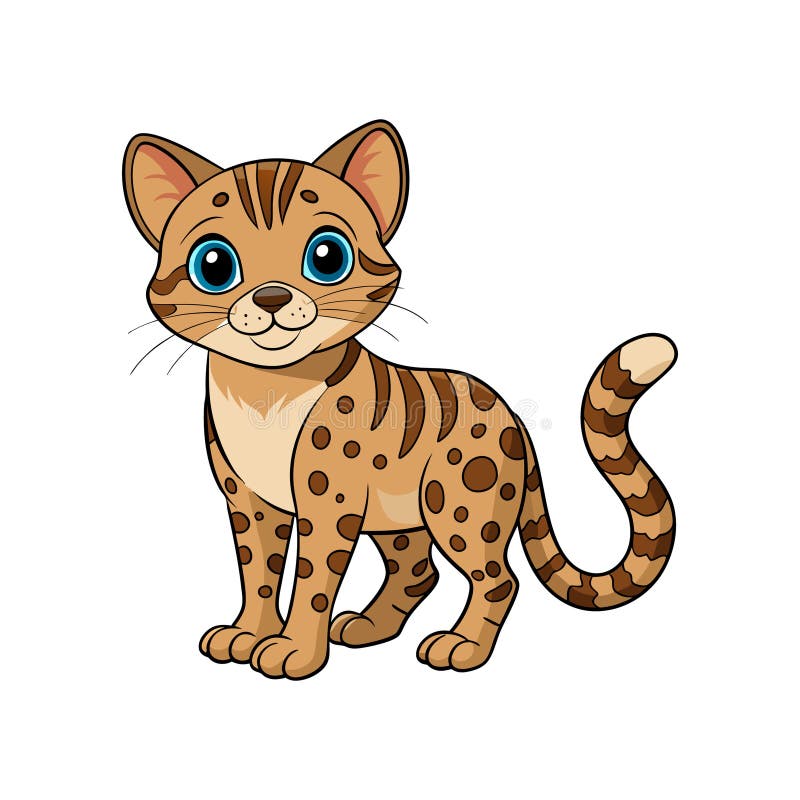 Fun Rusty-Spotted Cat Coloring Illustration for Kids Stock Illustration ...