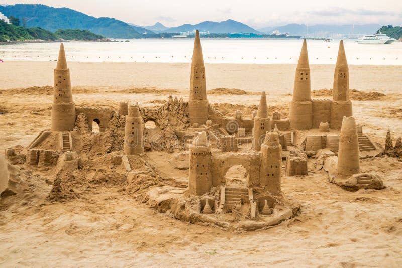 Fun Sand Castle Activity on the Beach Editorial Image - Image of kong ...