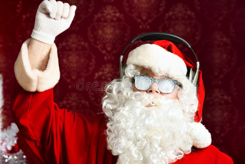Fun santa stock image. Image of claus, headphones, adult - 17510303