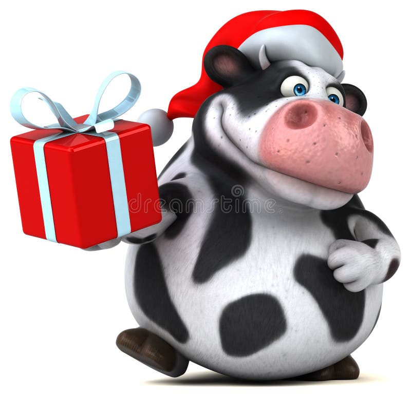 Fun Santa Cow - 3D Illustration Stock Illustration - Illustration of ...