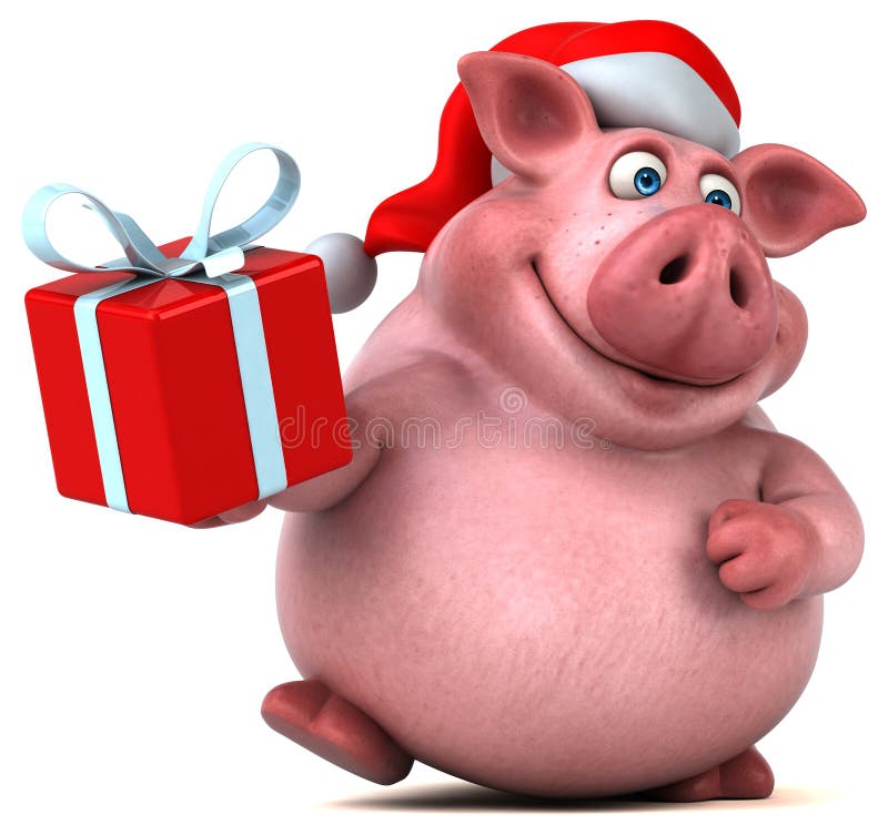 Fun Santa Pig - 3D Illustration Stock Illustration - Illustration of ...