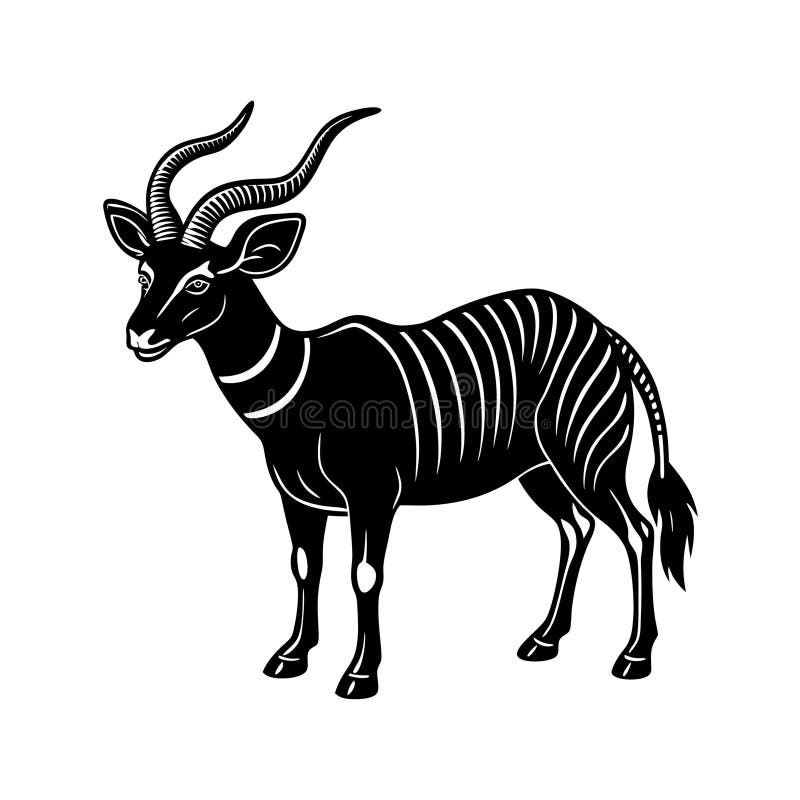 Fun Saola Linocut Arts Illustration for Kids Stock Image - Illustration ...