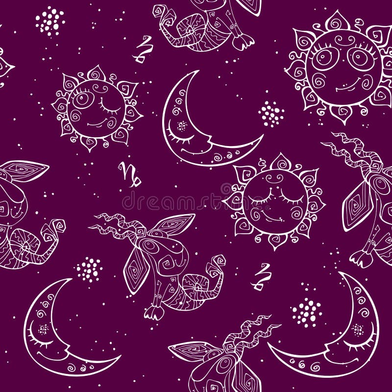 A Fun Seamless Pattern for Kids. Zodiac Sign Capricorn Stock ...