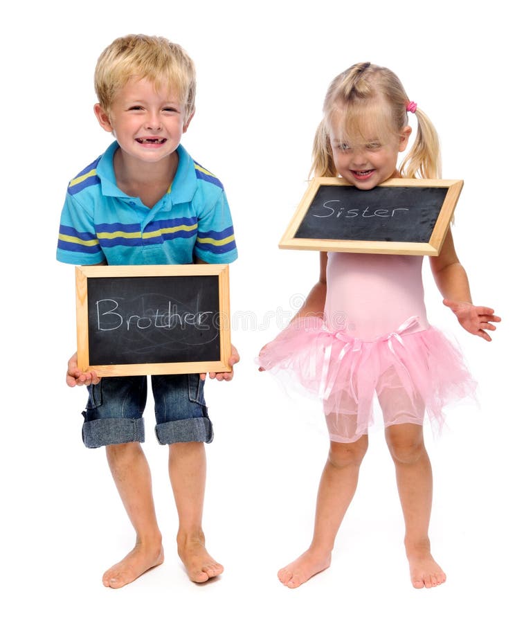 Fun with sibling in studio stock image. Image of showing - 20660745