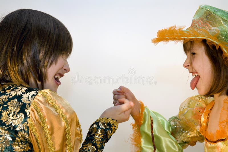 Fun of Sisters for the Carnival Stock Image - Image of dress, child ...
