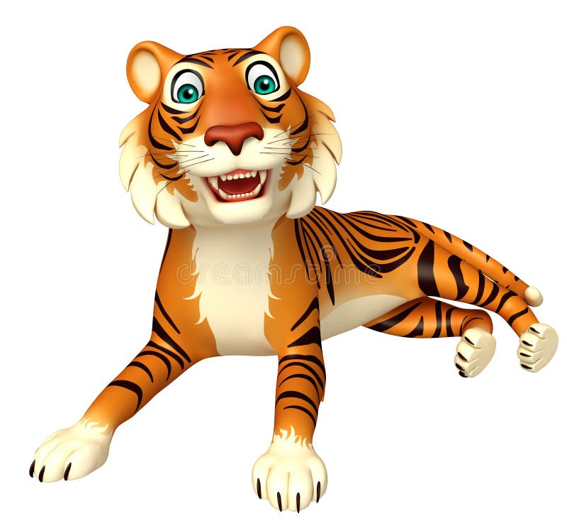 Funny Tiger Cartoon Character Stock Illustration - Illustration of ...
