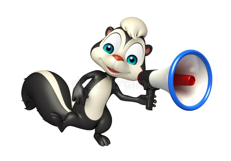 Fun Skunk Cartoon Character with Loud Speaker Stock Illustration ...