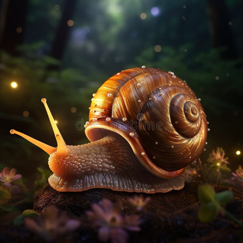 Fun Snail Made with Generative AI Illustration Stock Image - Image of ...