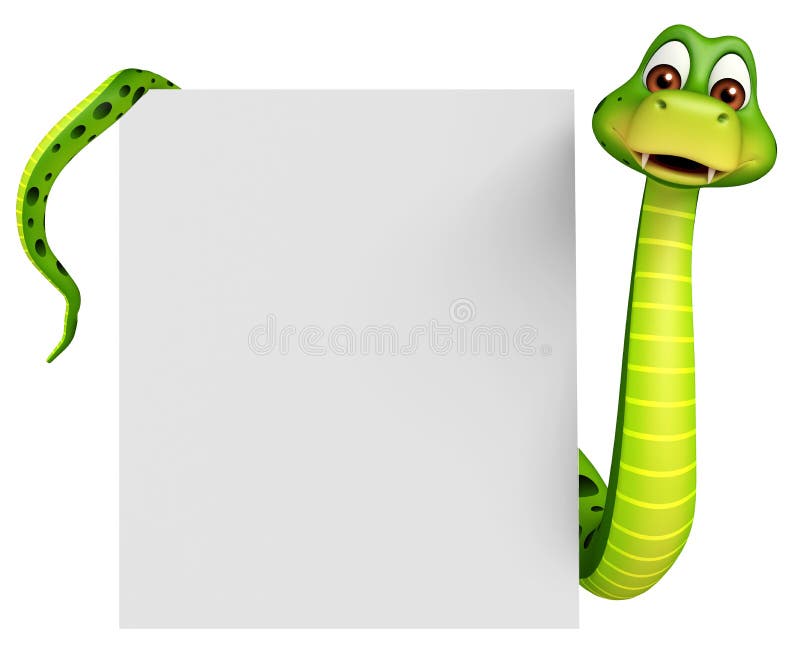 Fun Snake Cartoon Character with Board Stock Illustration ...