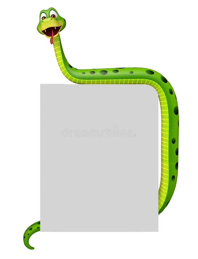 Fun Snake Cartoon Character with Board Stock Illustration ...