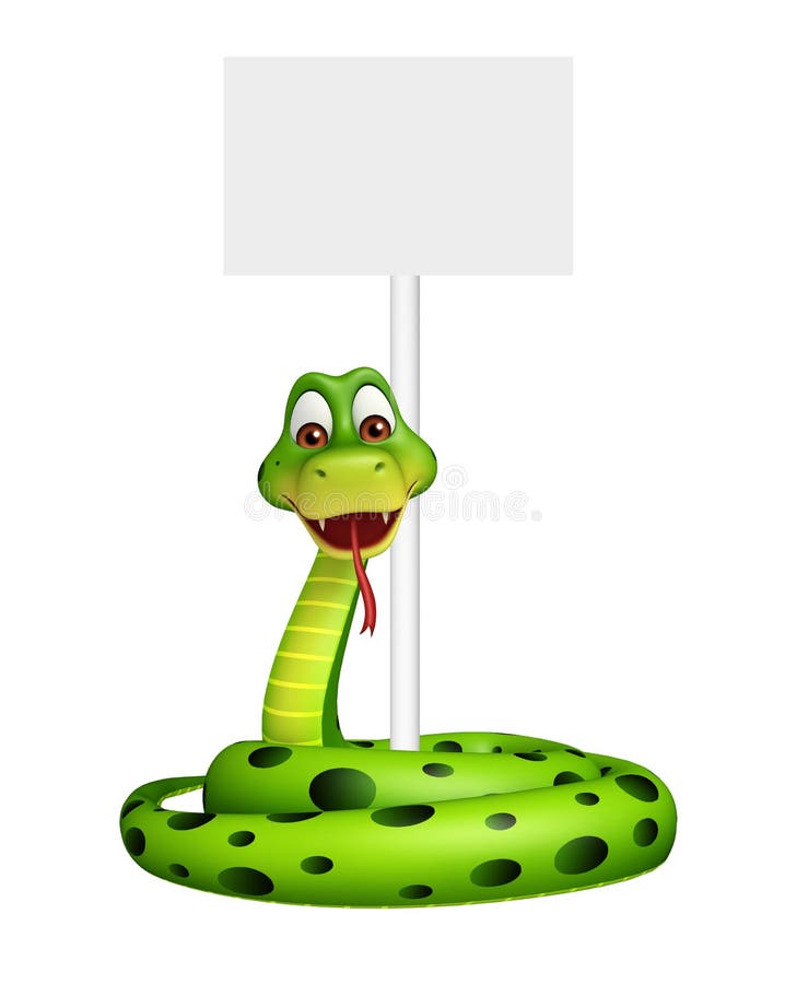 Fun Snake Cartoon Character with Board Stock Illustration ...