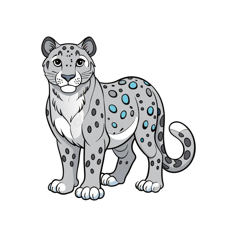Fun Snow Leopard Coloring Illustration for Kids Stock Image ...