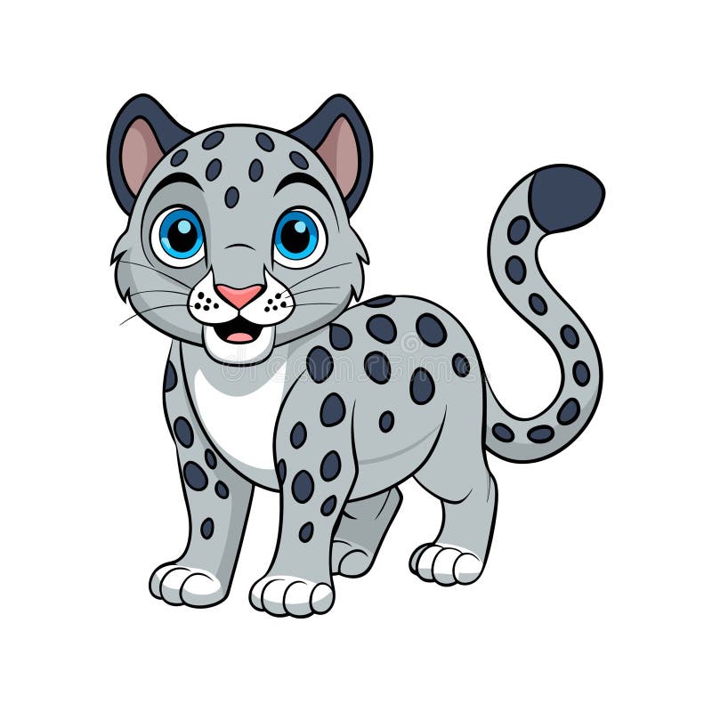 Fun Snow Leopard Coloring Illustration for Kids Stock Illustration ...