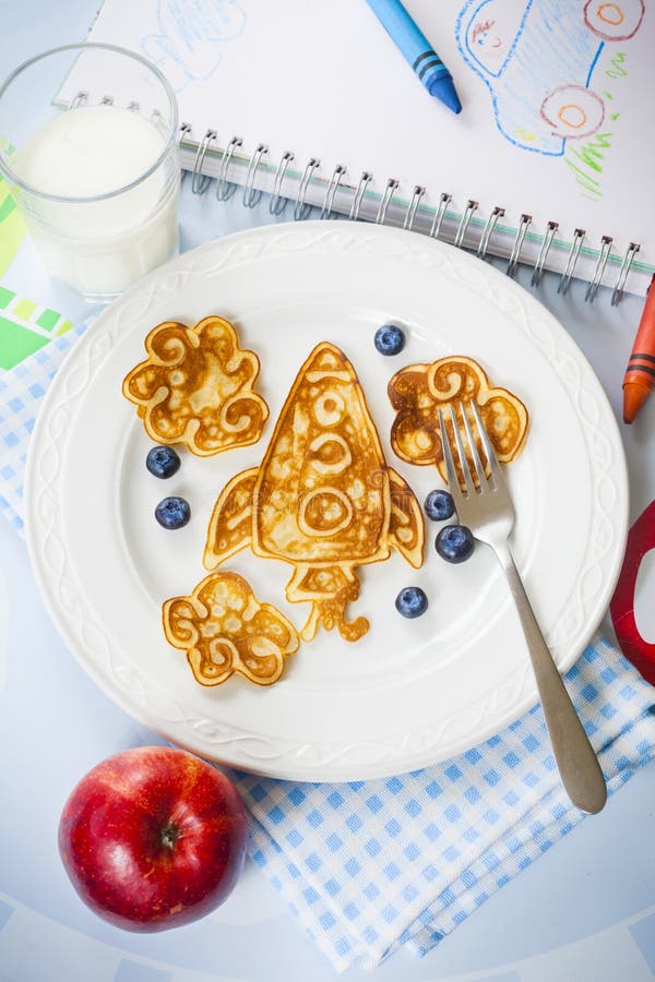 Fun Space Rocket Shaped Pancakes for Kids Stock Photo - Image of eating ...