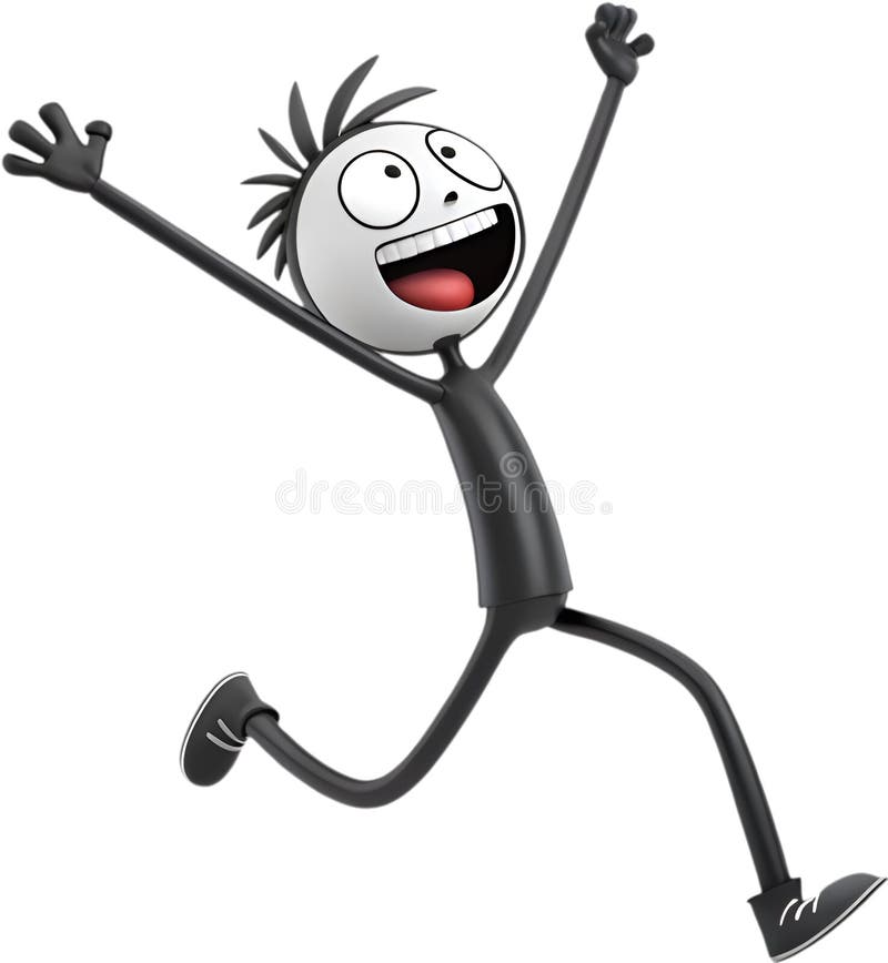 Fun Stick Figure Design with Playful Pose. Stock Image - Illustration ...