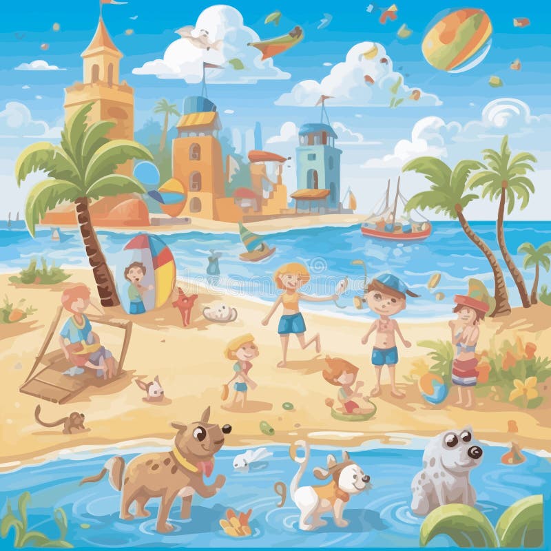 Fun in the Sun - Exploring the Beach and Beyond Stock Vector ...