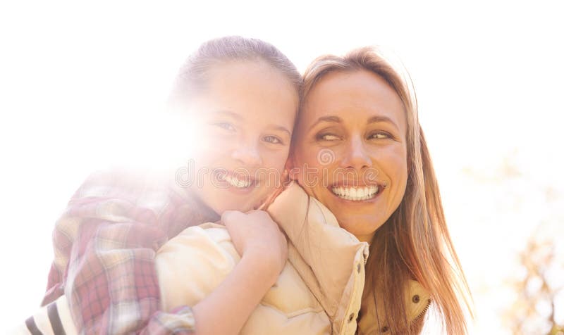 Fun In The Sun With Mom A Happy Mother And Daughter Spending Time Together Outdoors Stock