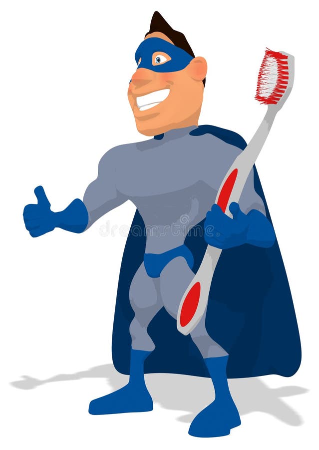 Superhero and toothbrush stock illustration. Illustration of alertness ...