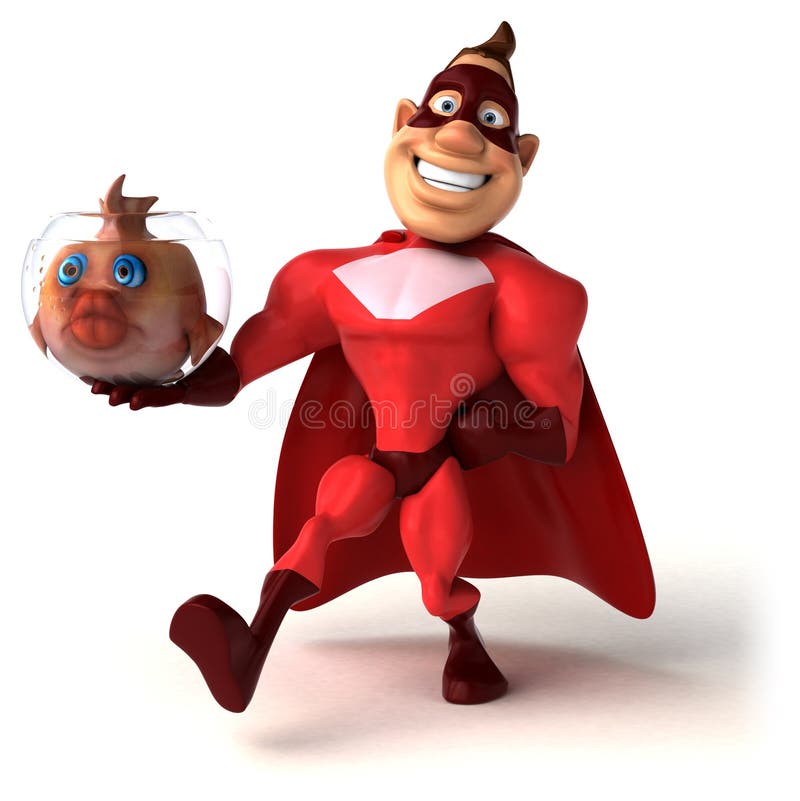 Fun Superhero - 3D Illustration Stock Illustration - Illustration of ...