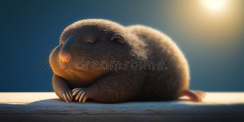 A Fun and Sweet Mole Taking a Sunbath at the Beach in the Summer Stock ...