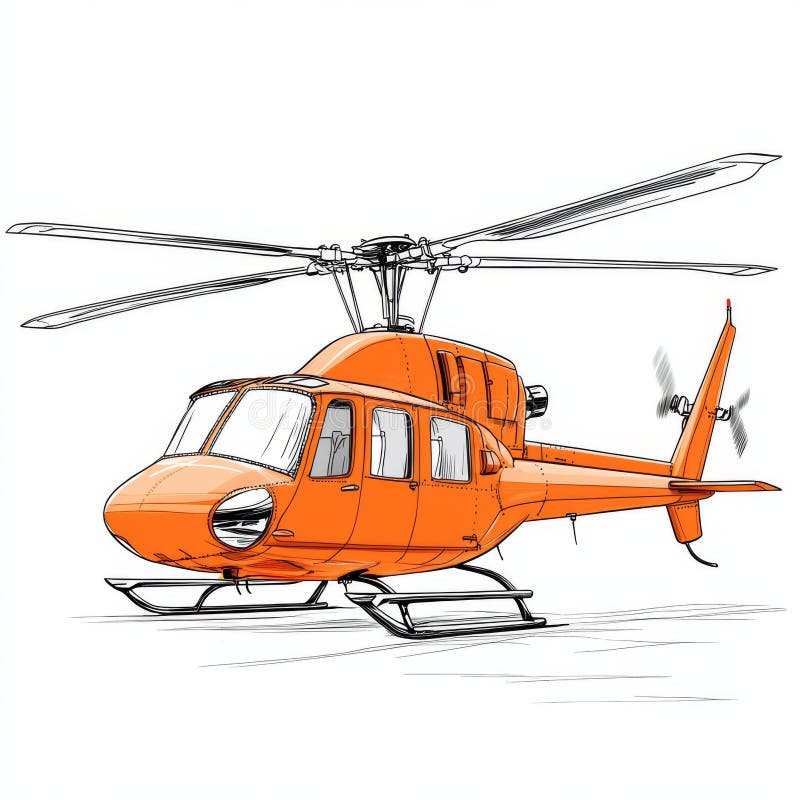 For Fun Transportation Illustrations, an Orange Cartoon Helicopter is ...