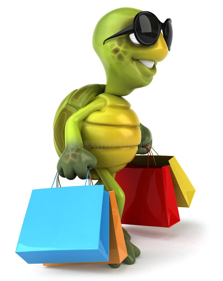 Funny Turtle. Shopping. stock vector. Illustration of mascot - 24673620