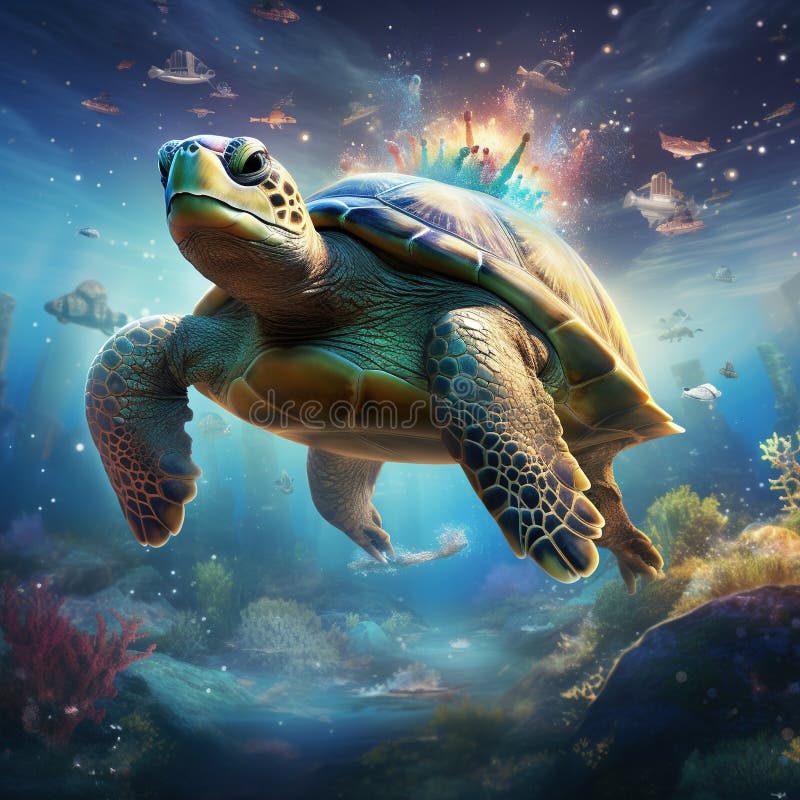 Fun turtle stock photo. Image of generated, generative - 294983768