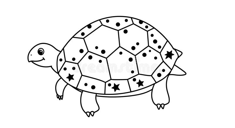 Turtle Shell Pattern Coloring Page Hexagon Pentagon Sections Simple Dot Star Designs Kids Animal ...